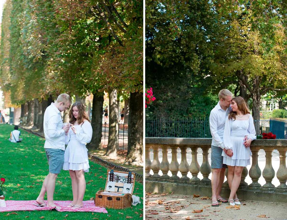 A Classy Engagement Proposal at the Luxembourg Gardens